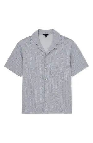 REISS Felipe Textured Knit Cotton Blend Camp Shirt