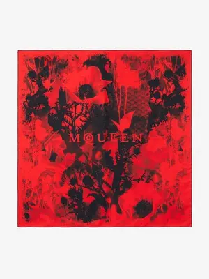 Alexander McQueen Floral Scarf - Red/black