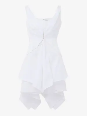 Alexander McQueen Gathered Mini Shirt Dress - Optical White