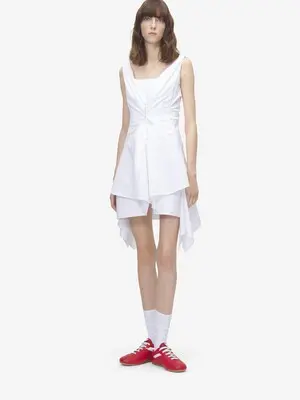 Alexander McQueen Gathered Mini Shirt Dress - Optical White