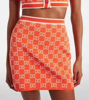 Gucci Gg Cotton Jacquard Miniskirt