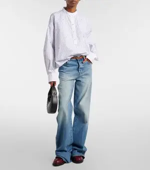 Gucci Interlocking G Pinstripe Cotton Shirt - White