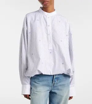 Gucci Interlocking G Pinstripe Cotton Shirt - White
