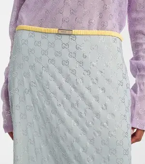 Gucci Gg Embellished Silk-blend Midi Skirt
