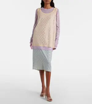 Gucci Gg Embellished Silk-blend Midi Skirt