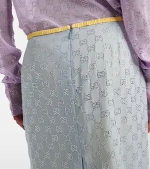 Gucci Gg Embellished Silk-blend Midi Skirt