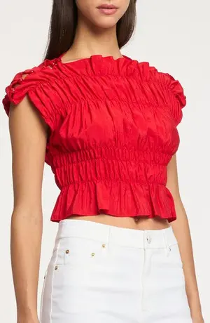 Cinq À Sept Evalina Crop Top - Goji Berry