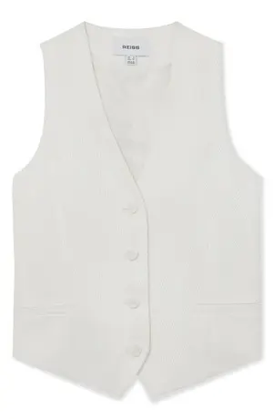 REISS Alyx Linen Blend Tailored Vest