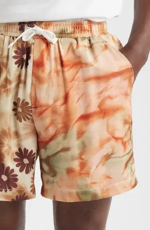 RIZORT Floral Print Drawstring Waist Shorts