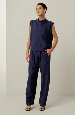 Lilysilk Silk Habotai Sleeveless Top - Blueberry