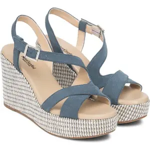 NEROGIARDINI Slingback Platform Wedge Sandal - Denim