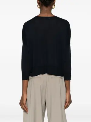 BASE Linen And Cotton Blend Sweater - Blue