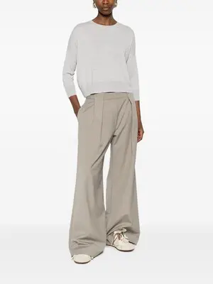 BASE Linen And Cotton Blend Sweater - Grey