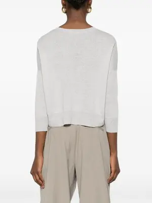 BASE Linen And Cotton Blend Sweater - Grey