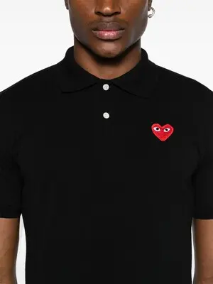 Play Comme Des Garcon Cotton Polo Shirt - Black