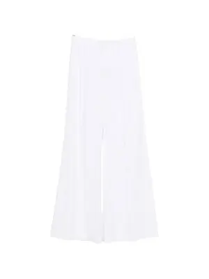 VIA MASINI 80 Linen Blend Wide Leg Trousers - White