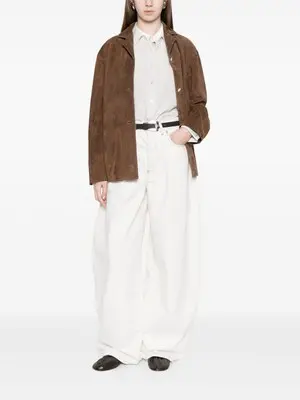 THE ROW Janine Suede Leather Shirt