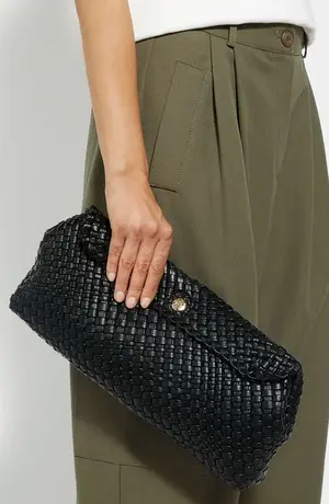 Dune London Woven Faux Leather Clutch - Black