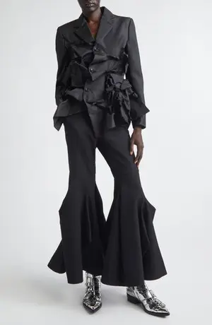 Comme Des Garçons Paneled Wool Gabardine Flare Leg Pants