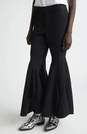 Comme Des Garçons Paneled Wool Gabardine Flare Leg Pants