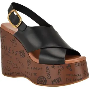 Guess Yarisel Platform Wedge Sandal - Black
