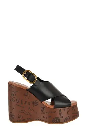 Guess Yarisel Platform Wedge Sandal - Black