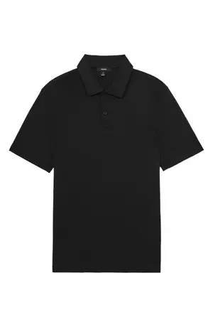 REISS Earl Solid Cotton Polo - Black