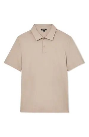 REISS Earl Solid Cotton Polo - Sand