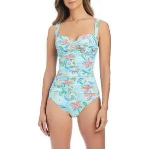 BLEU BY ROD BEATTIE Shirred Bandeau One-piece Swimsuit - Turq