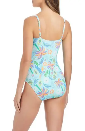 BLEU BY ROD BEATTIE Shirred Bandeau One-piece Swimsuit - Turq
