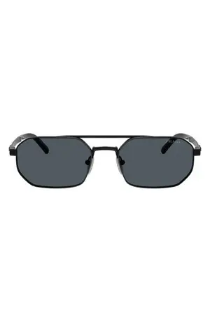 Prada 55mm Irregular Sunglasses Satin Black/dark Grey