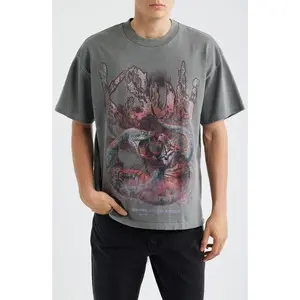 Ksubi Knotted Ekcess Oversize Graphic T-shirt - Charcoal