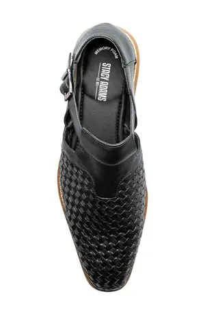 STACY ADAMS Leather Loafer With Woven Construction - Black