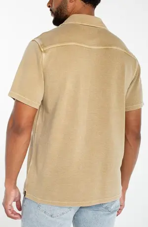 LIVERPOOL Short Sleeve Piqué Knit Button-up Shirt - Rye