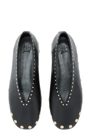 GANNI Jenny Studded Ballet Flat - Black