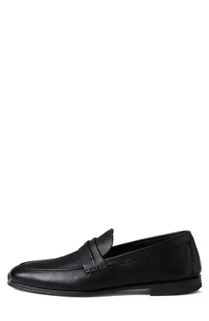 Zegna Natural Grain Leather Driving Loafer - Black