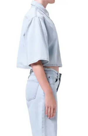 AGOLDE Tomine Boxy Denim Button-up Shirt - Pause Light Indigo