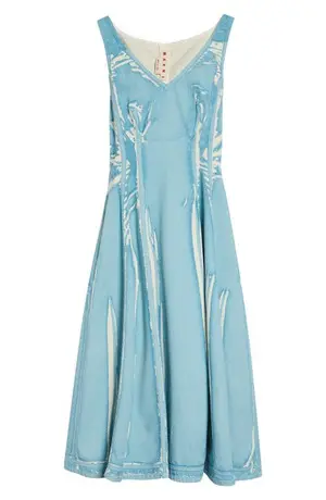 Marni Screenprinted Denim Midi Dress - Prb31sky