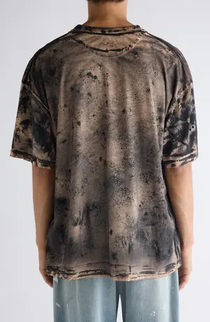 Acne Studios Eresa Cave Distressed Graphic T-shirt - Black/rust Brown