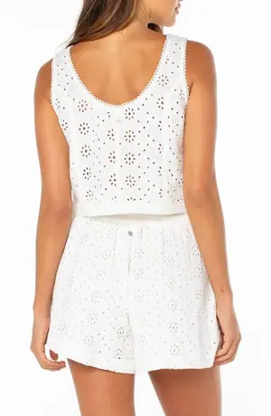 Roxy Kayla Eyelet Cotton Tie-front Top