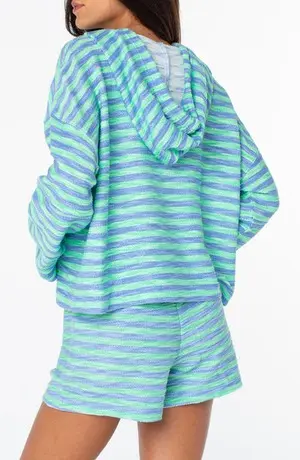 Roxy Rich Coast Stripe Hooded Sweatshirt - Spring Bud