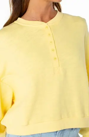 Roxy Overcast Relaxed Fit Crop Cotton Henley