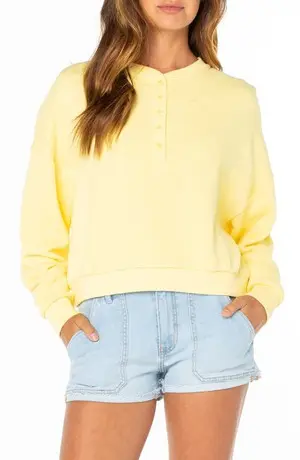 Roxy Overcast Relaxed Fit Crop Cotton Henley