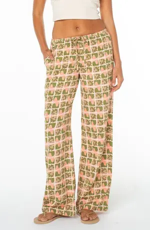 Roxy Iyla Printed Wide-leg Drawstring Pants - Desrt Flwr