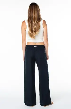Roxy Oceanside Wide Leg Linen Blend Drawstring Pants