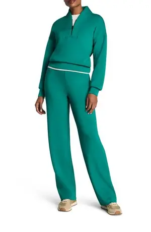 Spanx Airessentials Shawl Collar Quarter Zip Sweatshirt - Jade