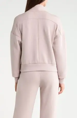 Spanx Airessentials Shawl Collar Quarter Zip Sweatshirt - Mushroom