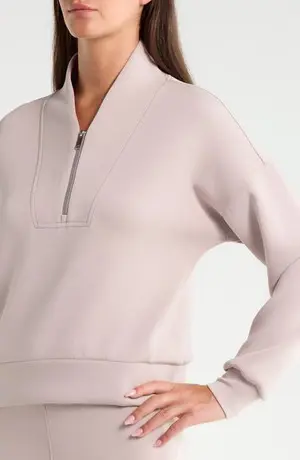 Spanx Airessentials Shawl Collar Quarter Zip Sweatshirt - Mushroom