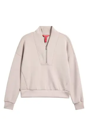 Spanx Airessentials Shawl Collar Quarter Zip Sweatshirt - Mushroom