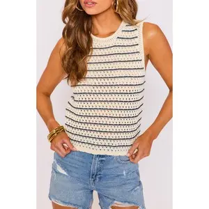 VICI Capri Stripe Open Stitch Sweater Tank
